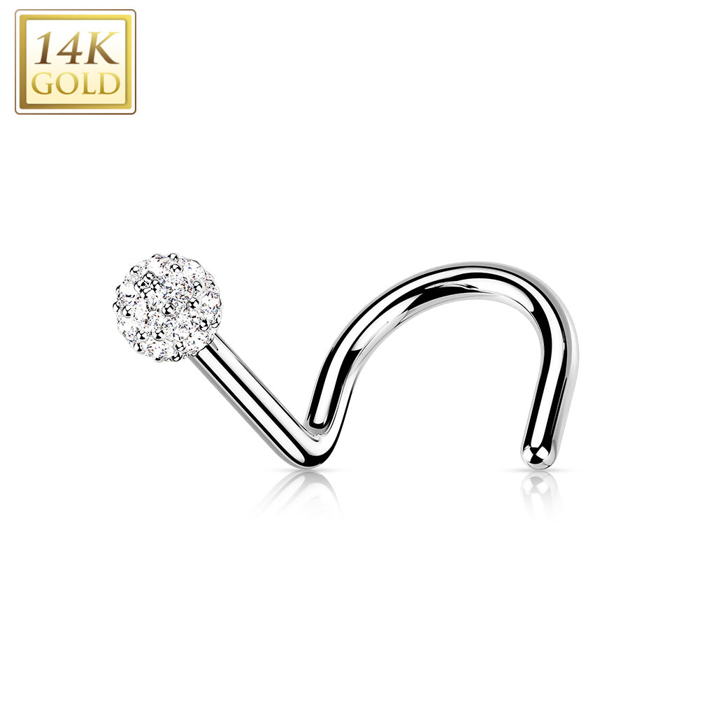 14K Solid Gold CZ Paved Ball Nose Screw Ring – iconbodyjewelry.com