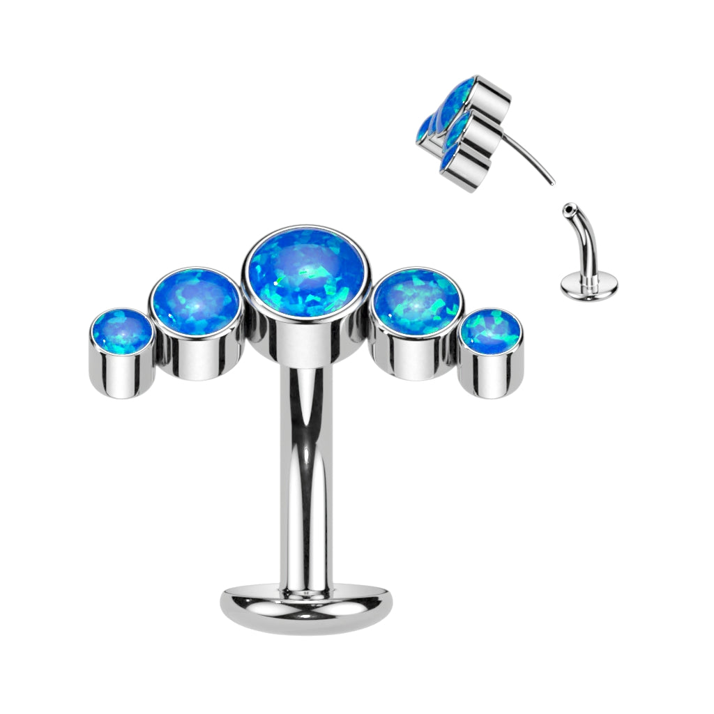 Titanium Threadless Floating Convex Base 5 Opal Curve Top Belly Button ...