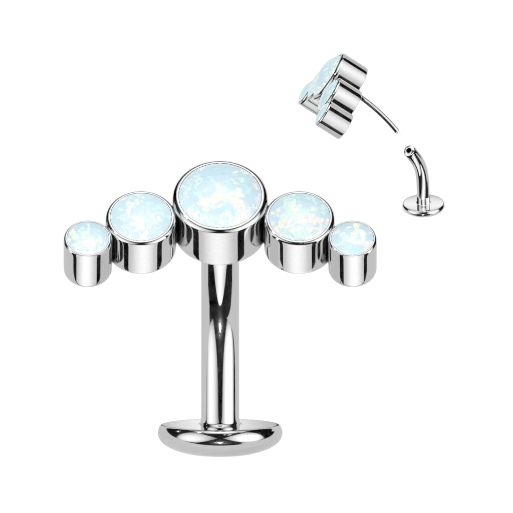 Titanium Threadless Floating Convex Base 5 Opal Curve Top Belly Button ...