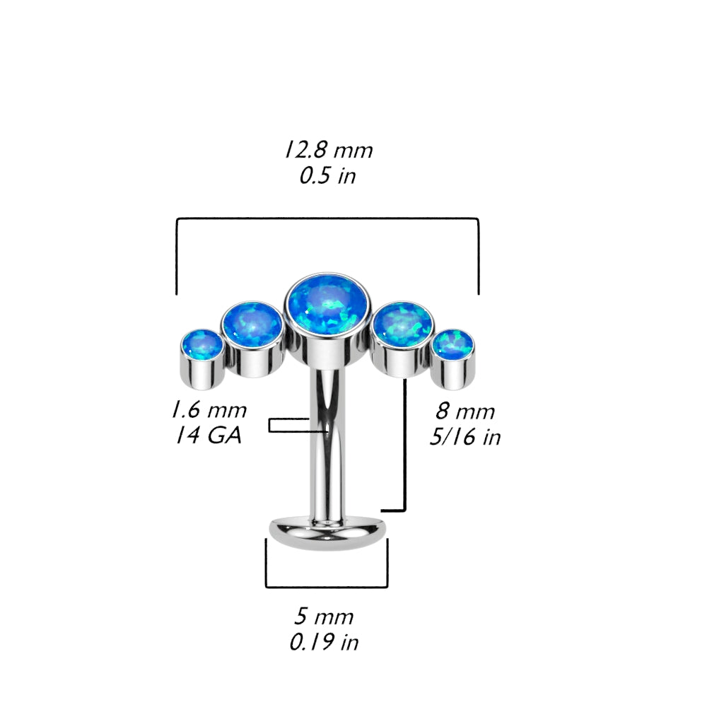 Titanium Threadless Floating Convex Base 5 Opal Curve Top Belly Button ...
