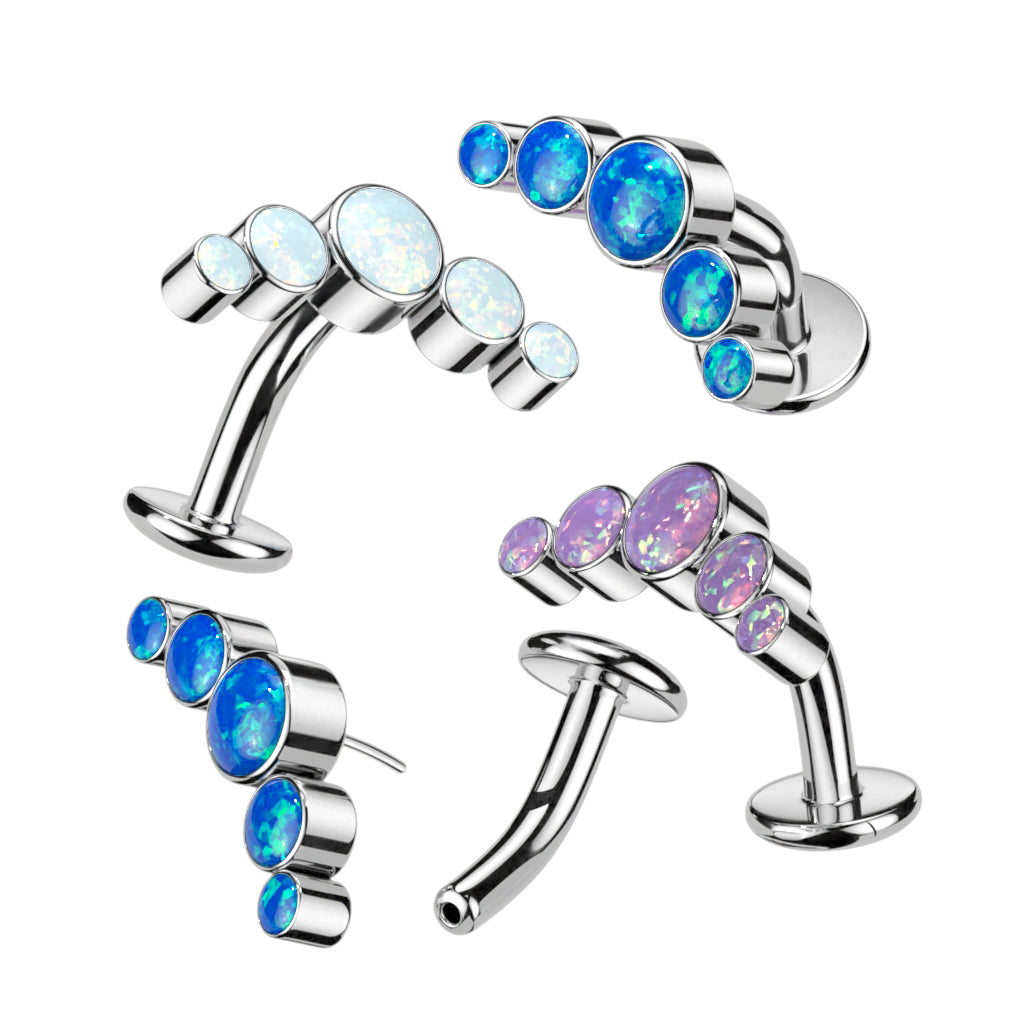Titanium Threadless Floating Convex Base 5 Opal Curve Top Belly Button ...