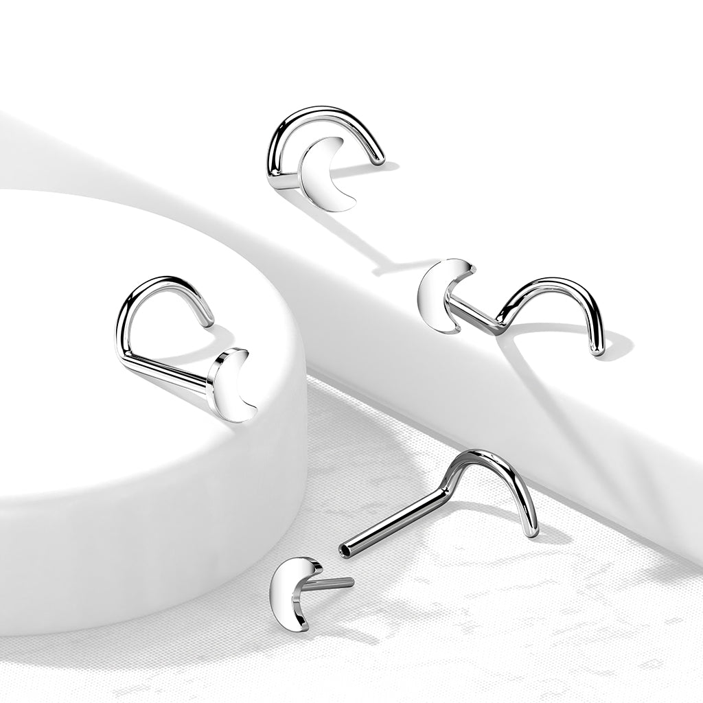 Implant Titanium Crescent Moon Top Push In Nose Screw Stud ...