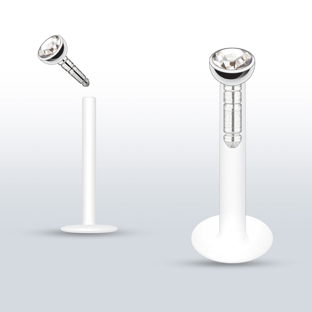 10 Pc Pack Press Fit Clear Gem Flexible Push-in Labret Tragus ...