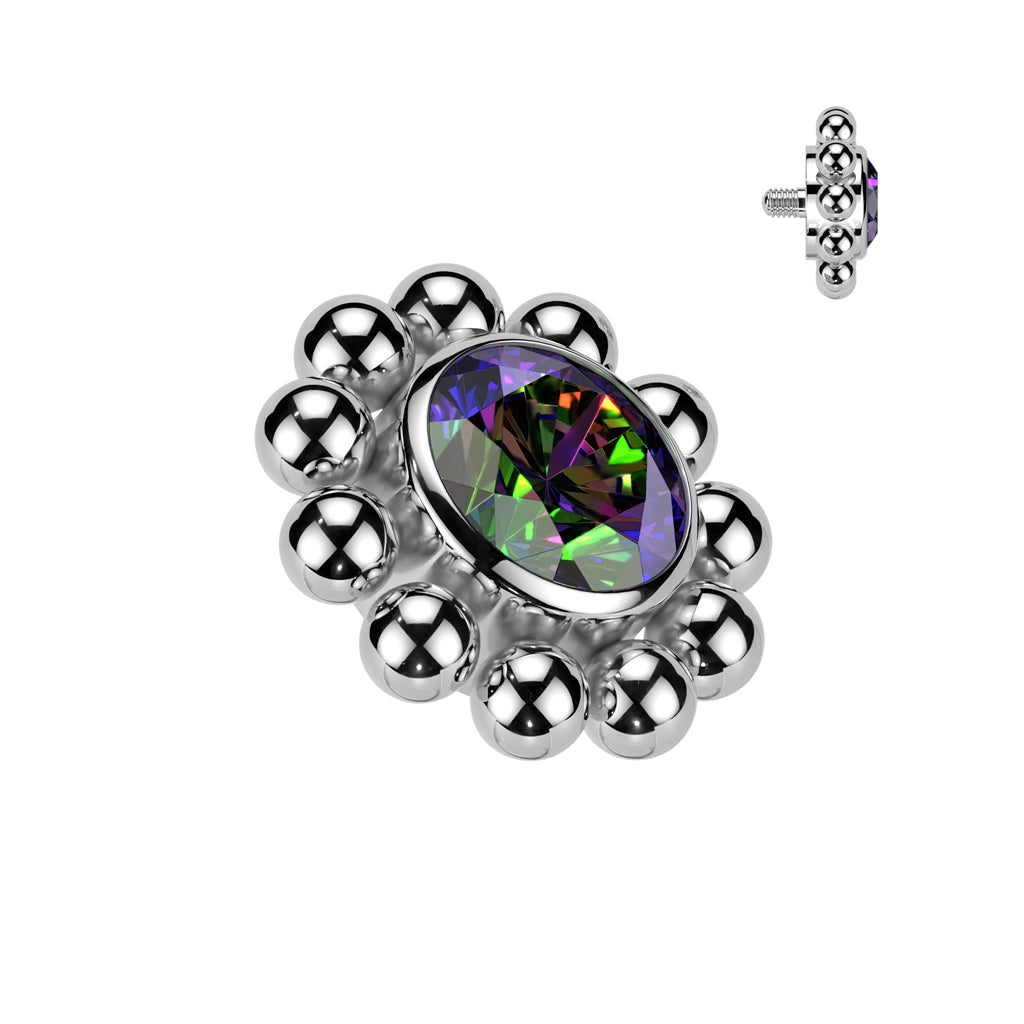 Titanium Bezel Set CZ With Beaded Ball Dermal Anchor Tops ...