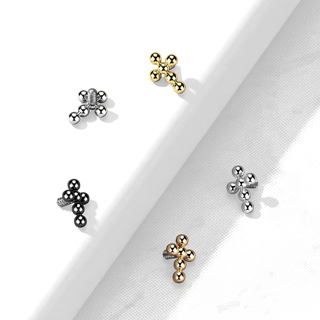 Titanium Beaded Ball Cross Dermal Anchor Tops – iconbodyjewelry.com