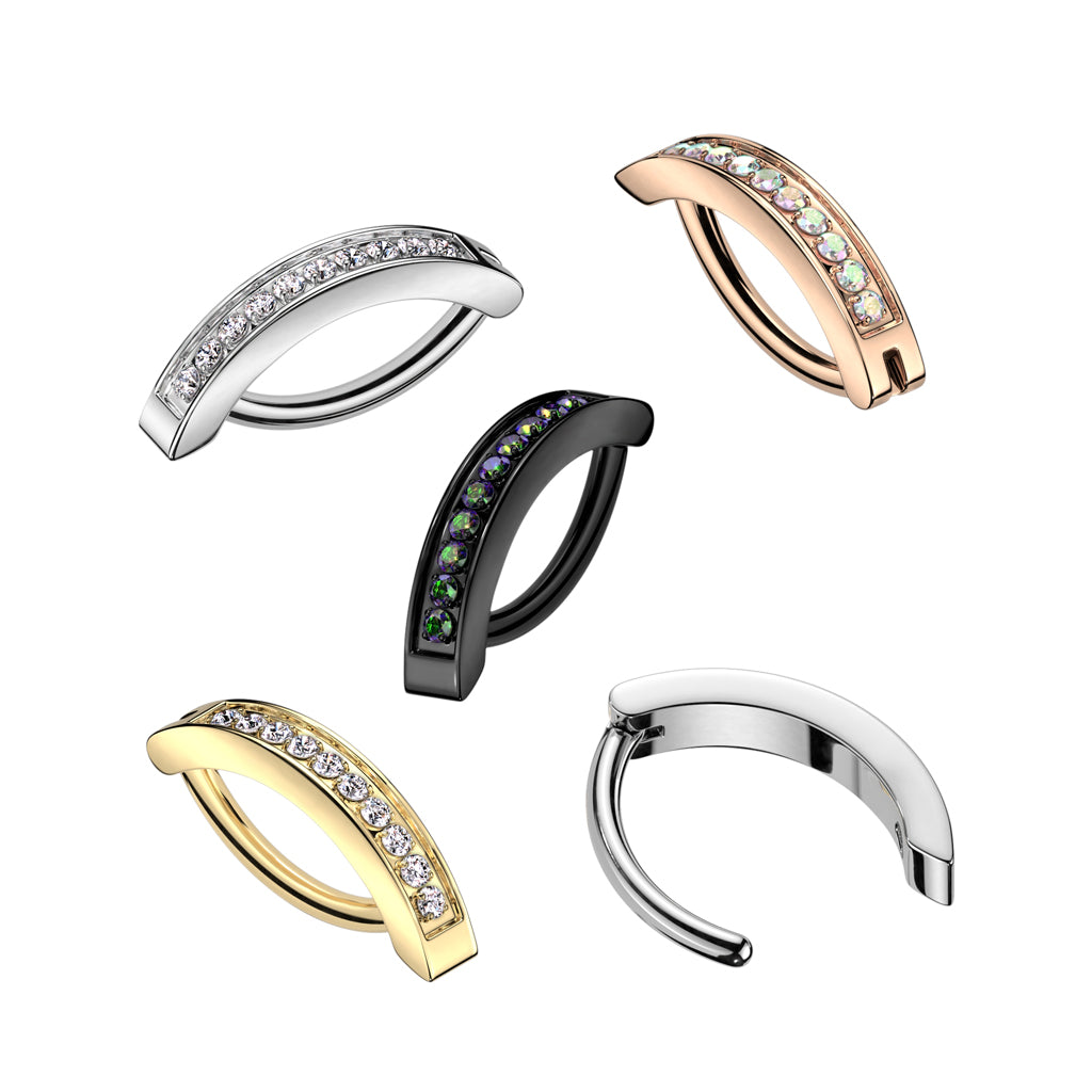 Implant Titanium CNC Set CZ Hinged Hoop Belly Button Ring ...