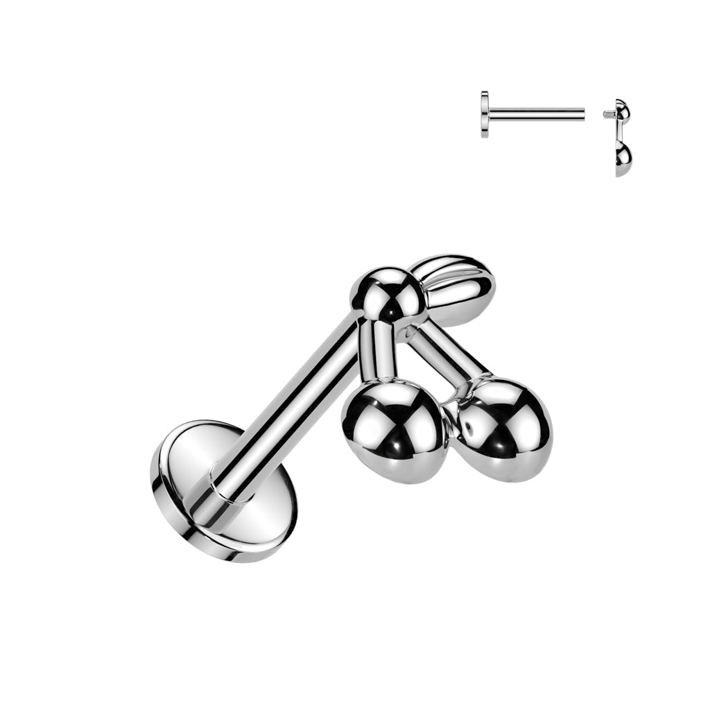 Titanium Cherry Top Flat Back Stud Labret Ear Cartilage ...