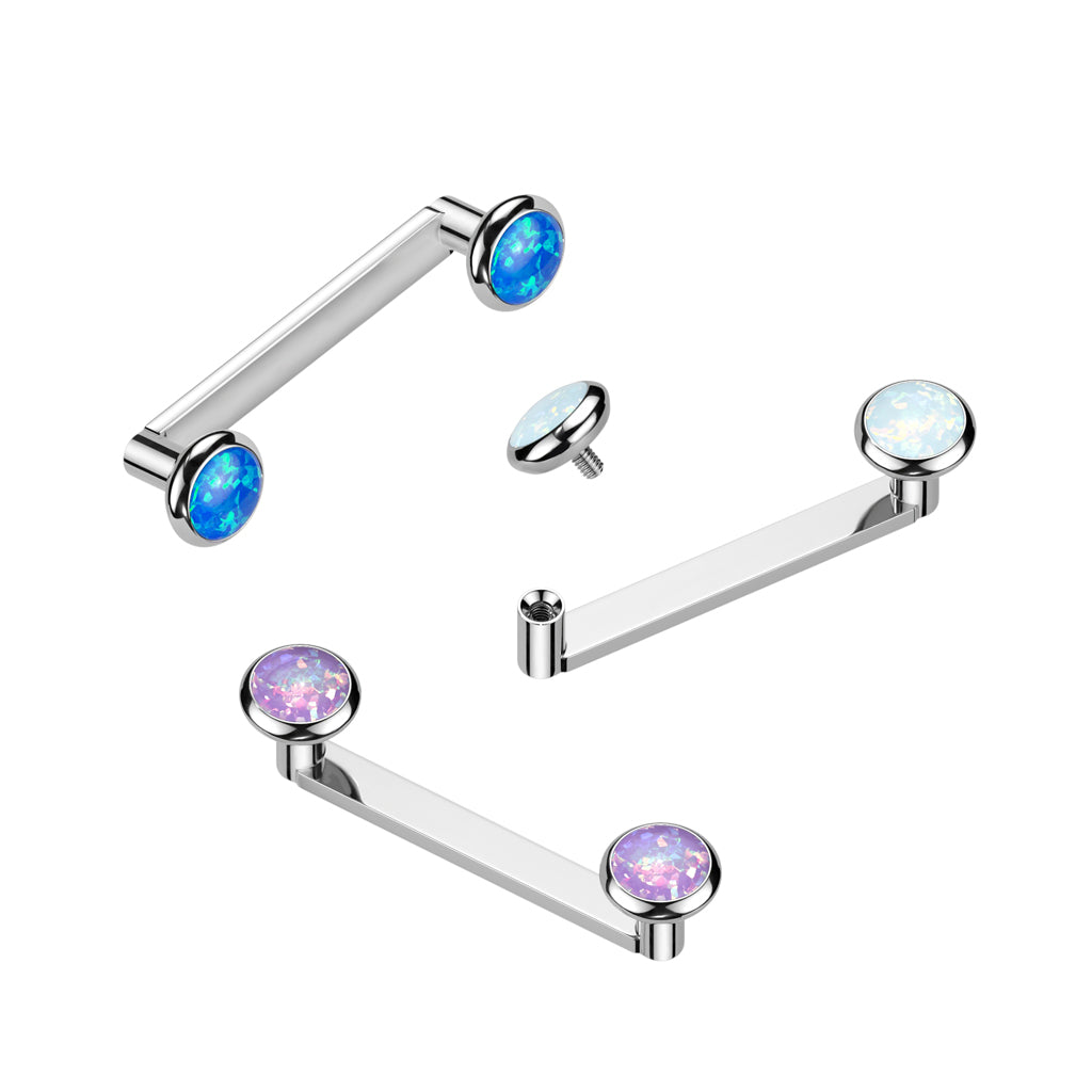 Titanium Bezel Opal Top Surface Barbell Dermal Anchor Piercing ...