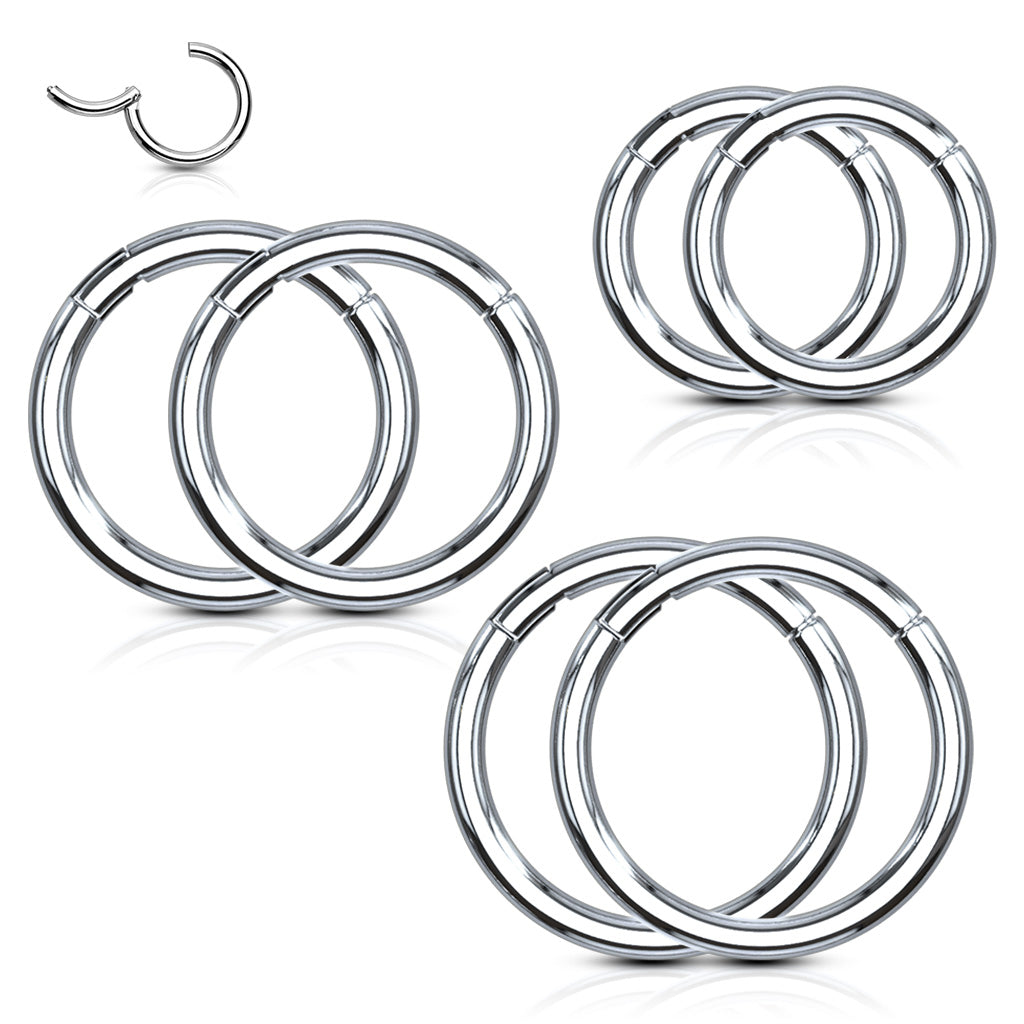 3 Pairs Precision Hinge Action Segment Rings Ear Nose Lip ...