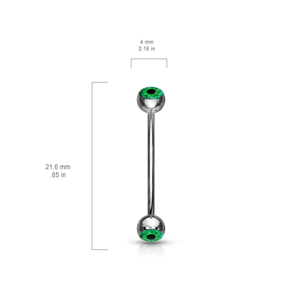 EyeBall Inlaid Surgical Steel Curved Barbell Lobe Snake Eye Piercing 1 ...