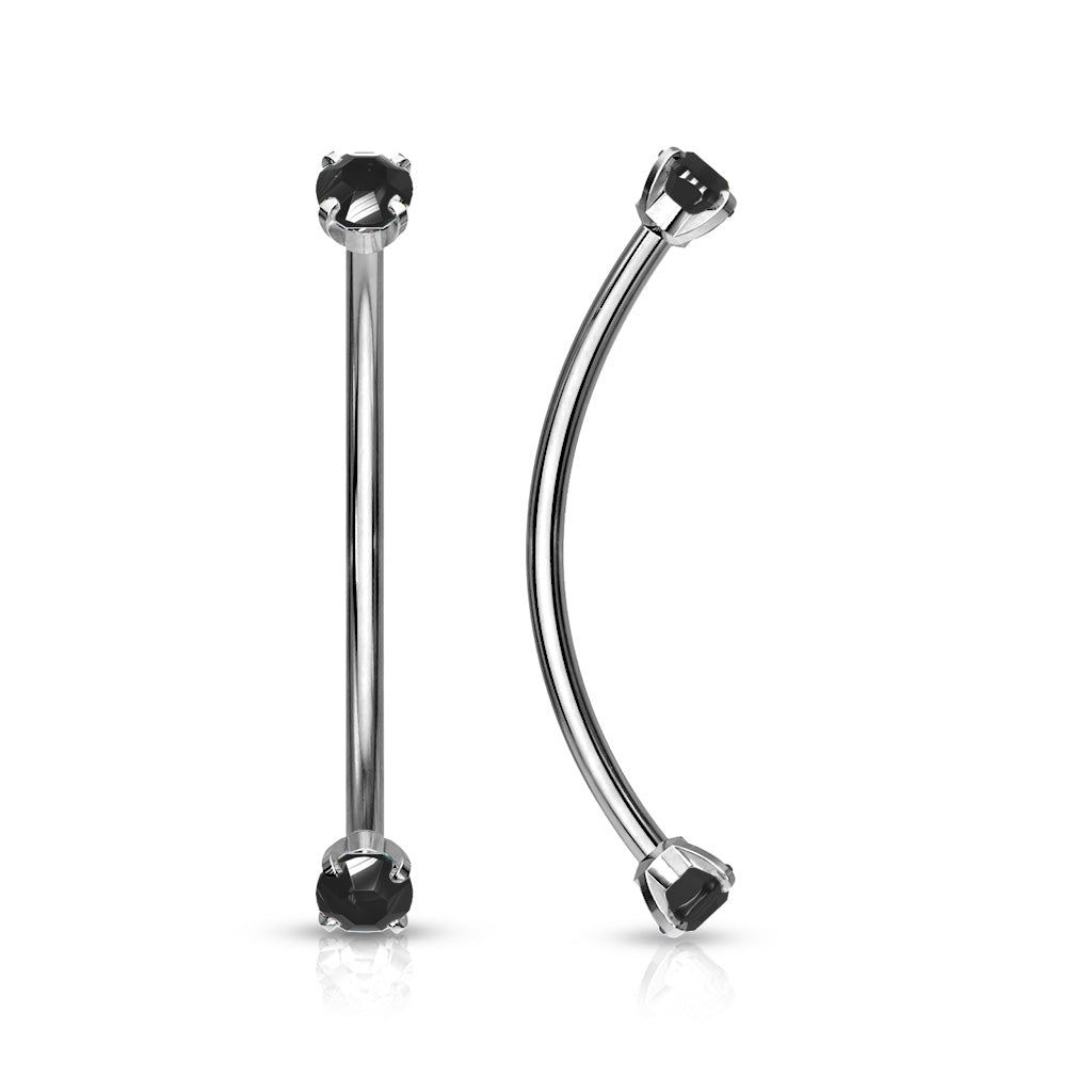 3 mm Prong Set CZ Surgical Steel Curved Barbell Lobe Snake Eye Piercin ...