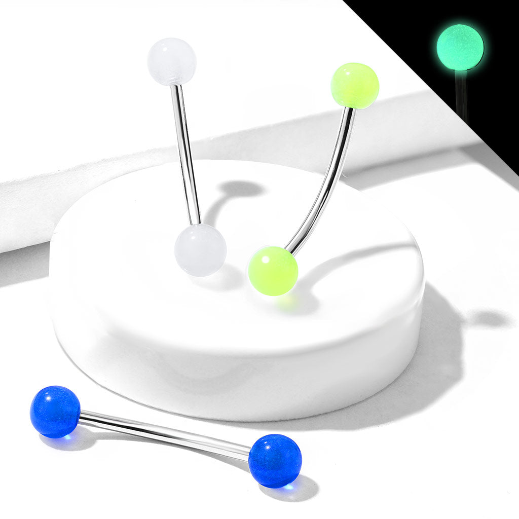 Glow In The Dark Ball Curved Barbell Lobe Snake Eye Piercing 16G ...