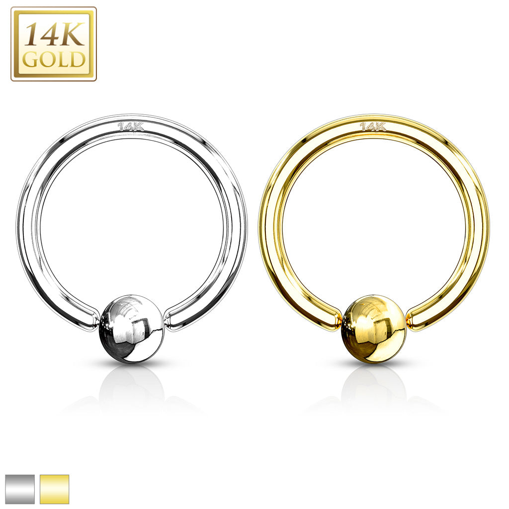 14K Solid Gold Hoop Captive Bead Rings – iconbodyjewelry.com