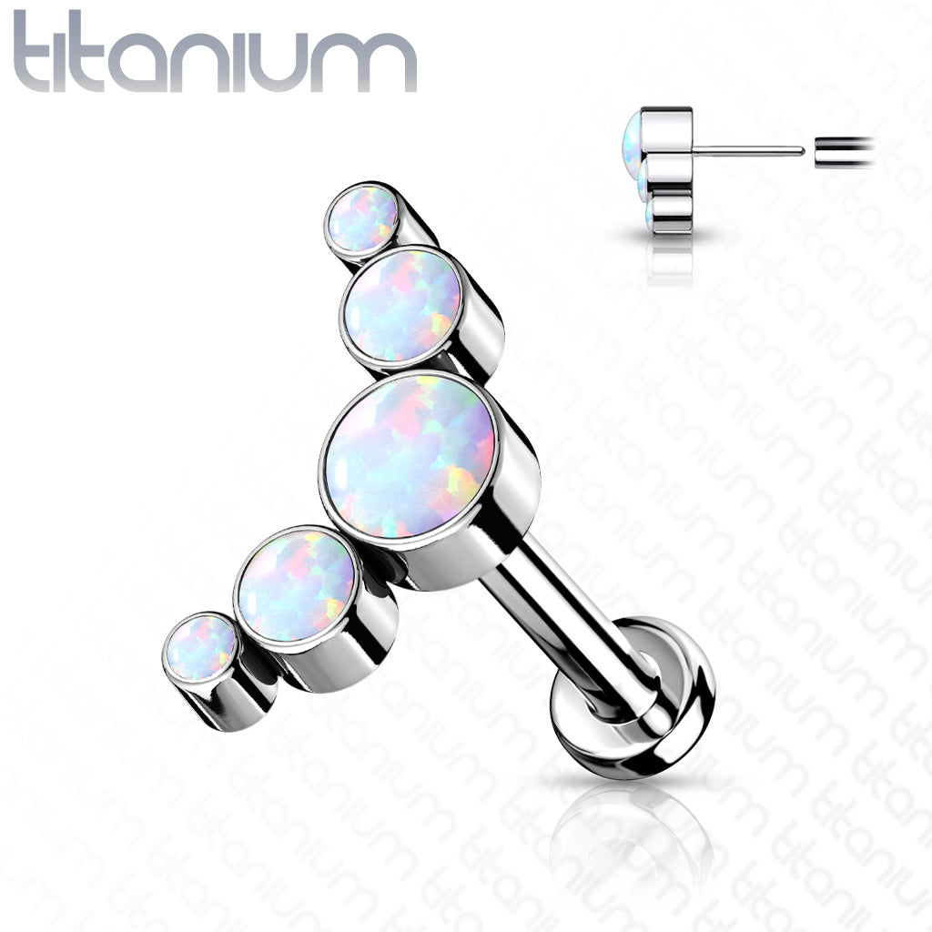 Titanium Threadless Push in 5 Opal Bezel Labret Cartilage ...