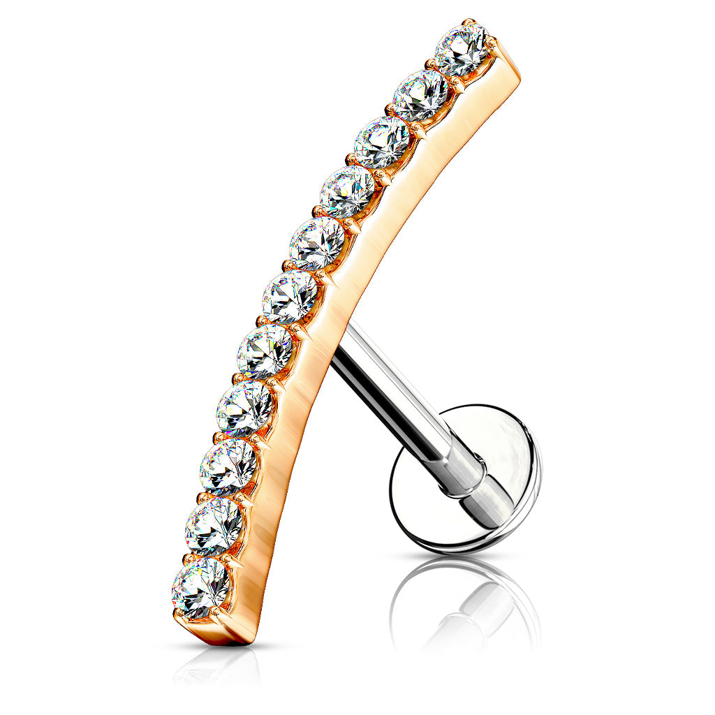 16mm Lined CZ Curve Top Ear Cartilage Helix Tragus Studs ...