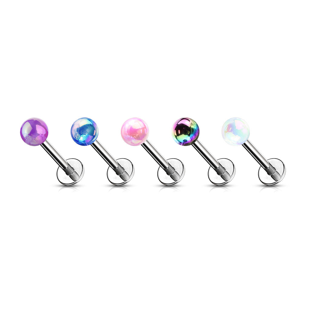 Metallic AB Coating Ball Over Surgical Steel For Cartilage Labret Monr ...