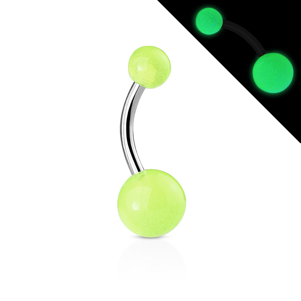 20 Pc Value Pack 6 Colors Of Glow In Dark Ball Navel Belly Button Ring ...