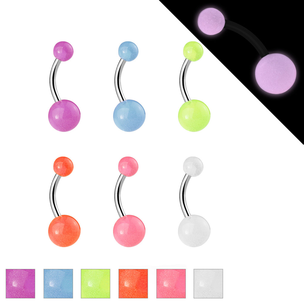 Assorted Color Glow In Dark Ball Navel Belly Button Rings ...