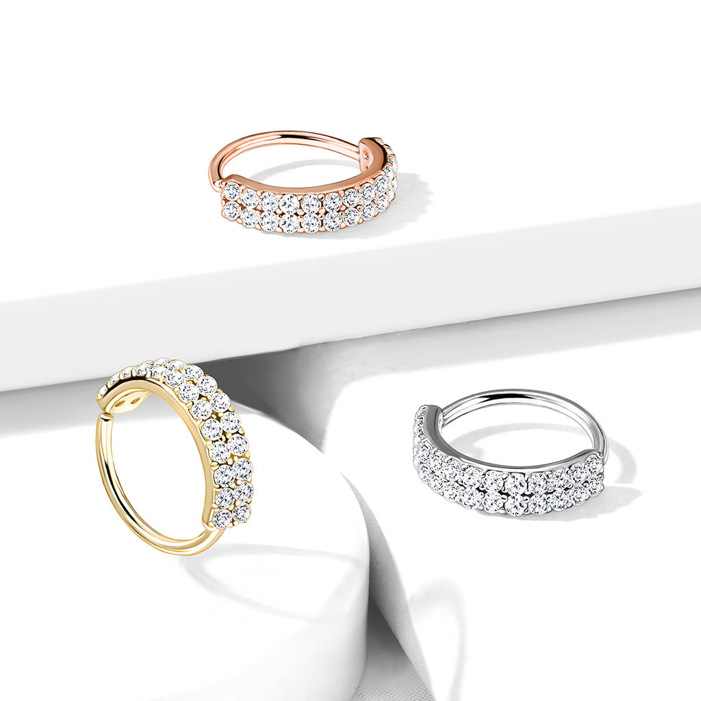 Double Lined CZ Bendable Hoop For Nose Ear Cartilage Helix Tragus 20G ...