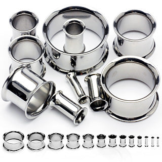 Pair Surgical Stainless Steel Basic Plugs Double Flared Flesh Tunnels ...