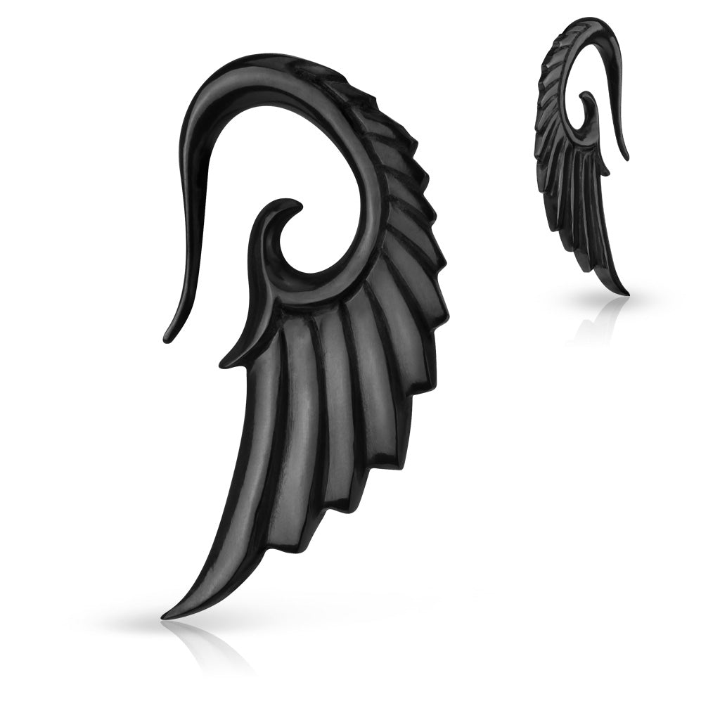1 Pc Angel Wing Hanging Hand Carved Organic Horn Ear Taper Ear Plugs ...