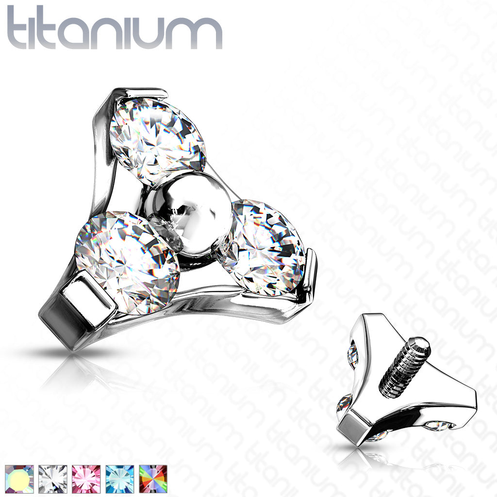 Titanium CZ Trinity Triangle Top Parts For Lip Eyebrow Dermal – iconbodyjewelry.com