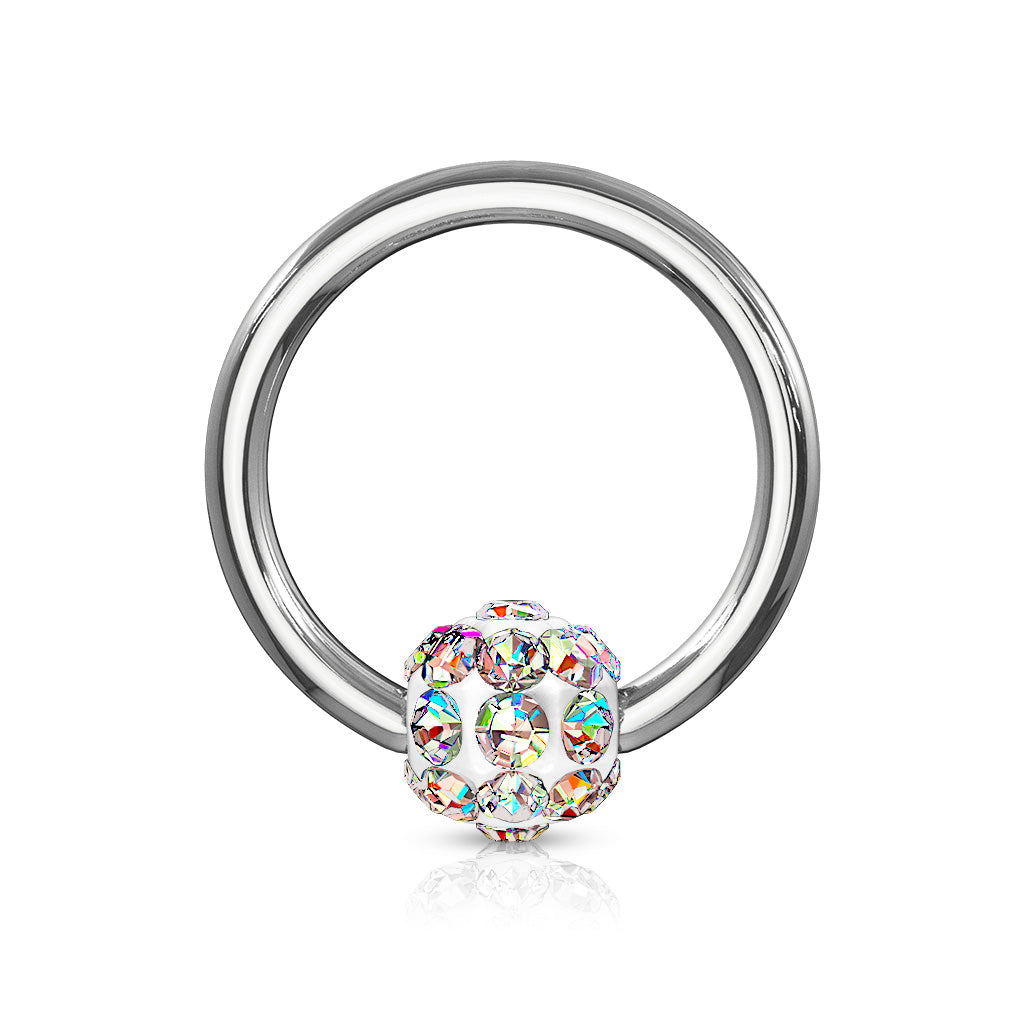 Crystal Paved Ferido Ball Captive Bead Ring Nose Ring Helix Ear Cartil ...