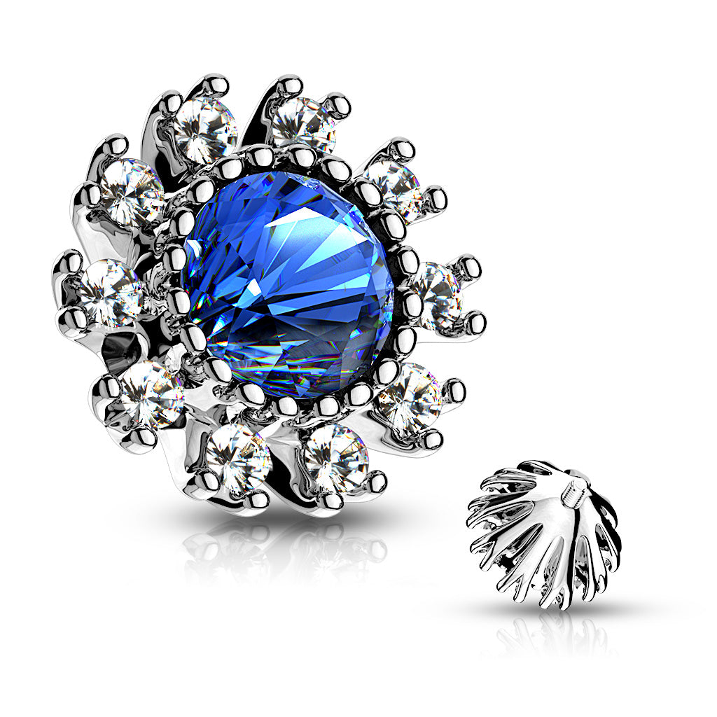 6 mm CZ Surround Double Tiered CZ Center Dermal Anchor Tops ...