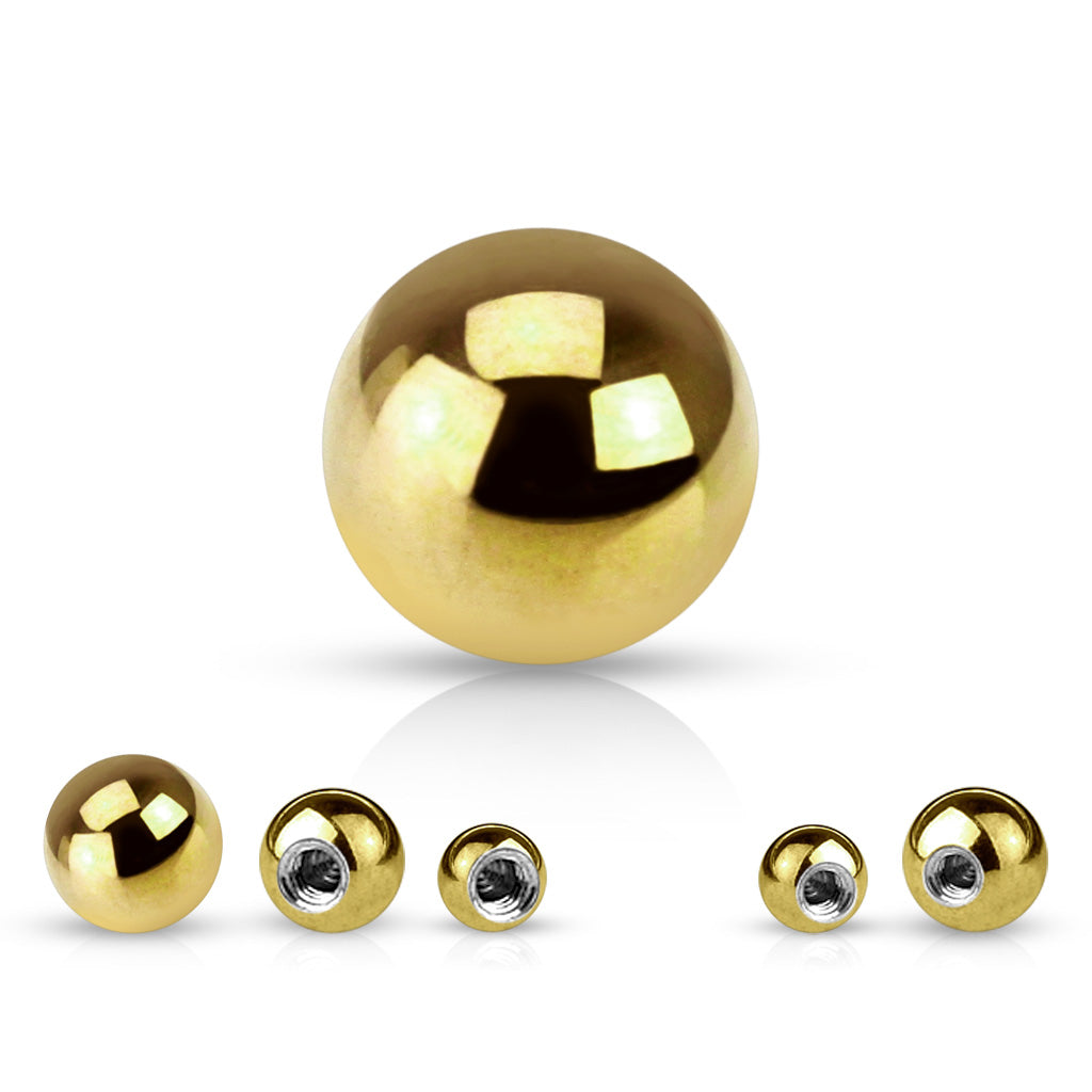 5 Pc Pack Threaded Yellow Gold balls For Tragus Eyebrow Cartilage Labr ...