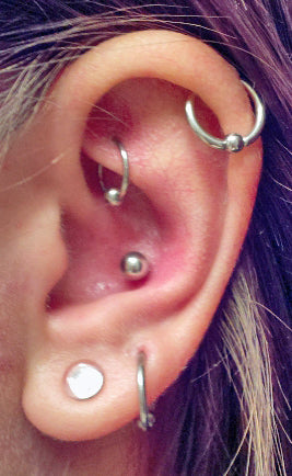 316L Surgical Steel 20G Captive Bead Rings Tragus Helix Snug Ear Carti ...